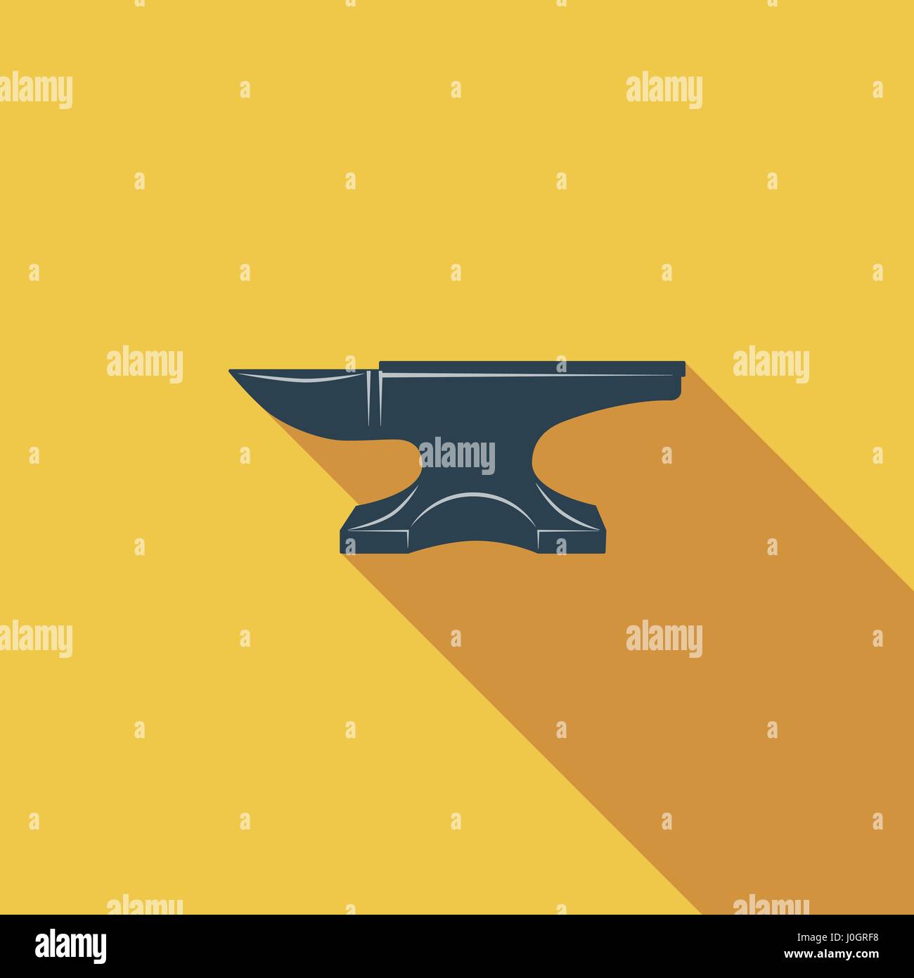 Amboss-Symbol. Flache Vektor zugehörige Symbol mit langen Schatten für ...