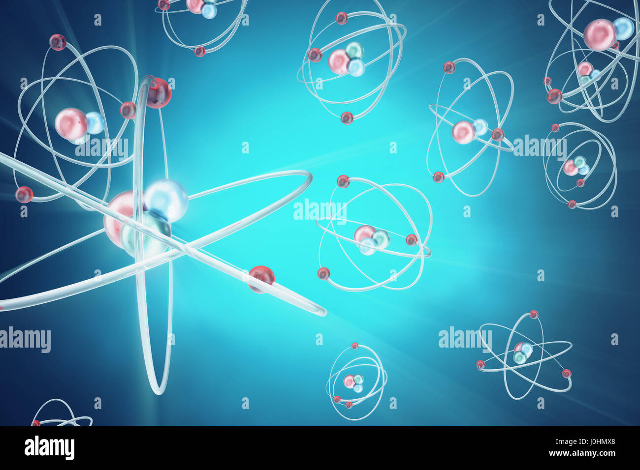 Atom-Hintergrund, glänzende nuklearen Modell Atome und Elektronen ...