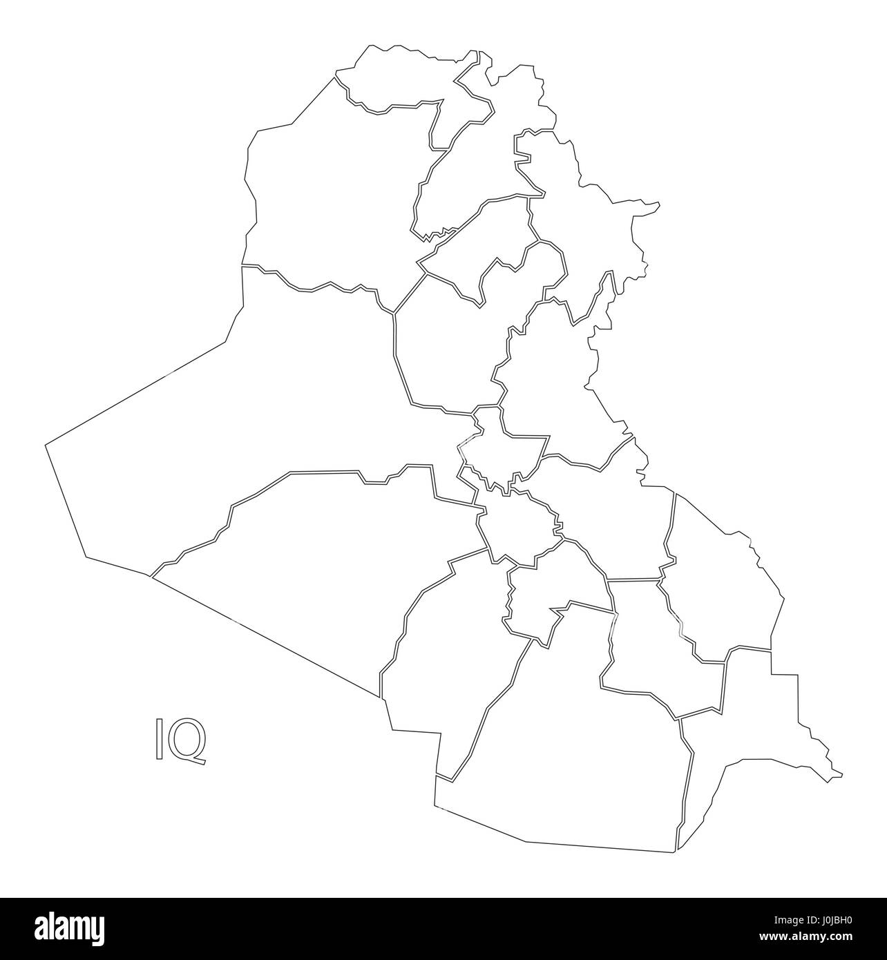 Irak Umriss Silhouette Karte Abbildung mit Provinzen Stock-Vektorgrafik ...