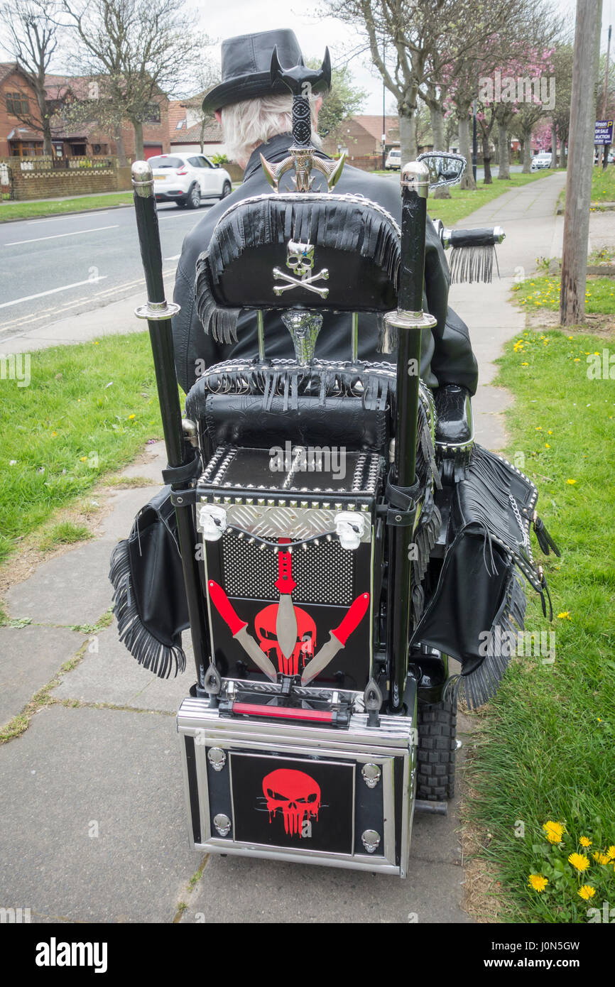 Goth, Gothic themed Mobility Scooter. UK Stockfotografie - Alamy