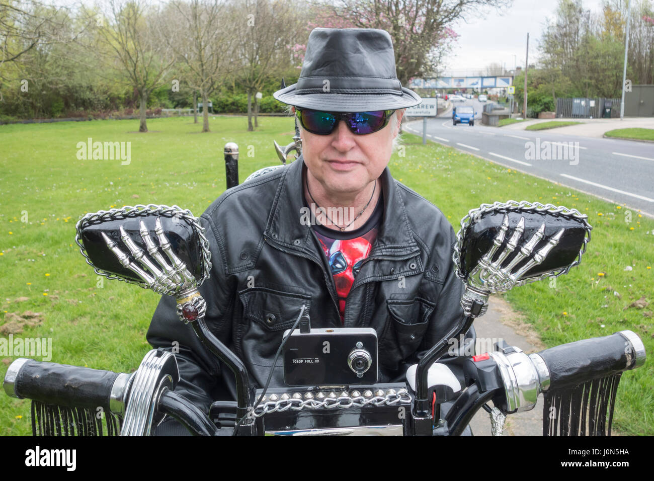 Goth, Gothic themed Mobility Scooter. UK Stockfotografie - Alamy