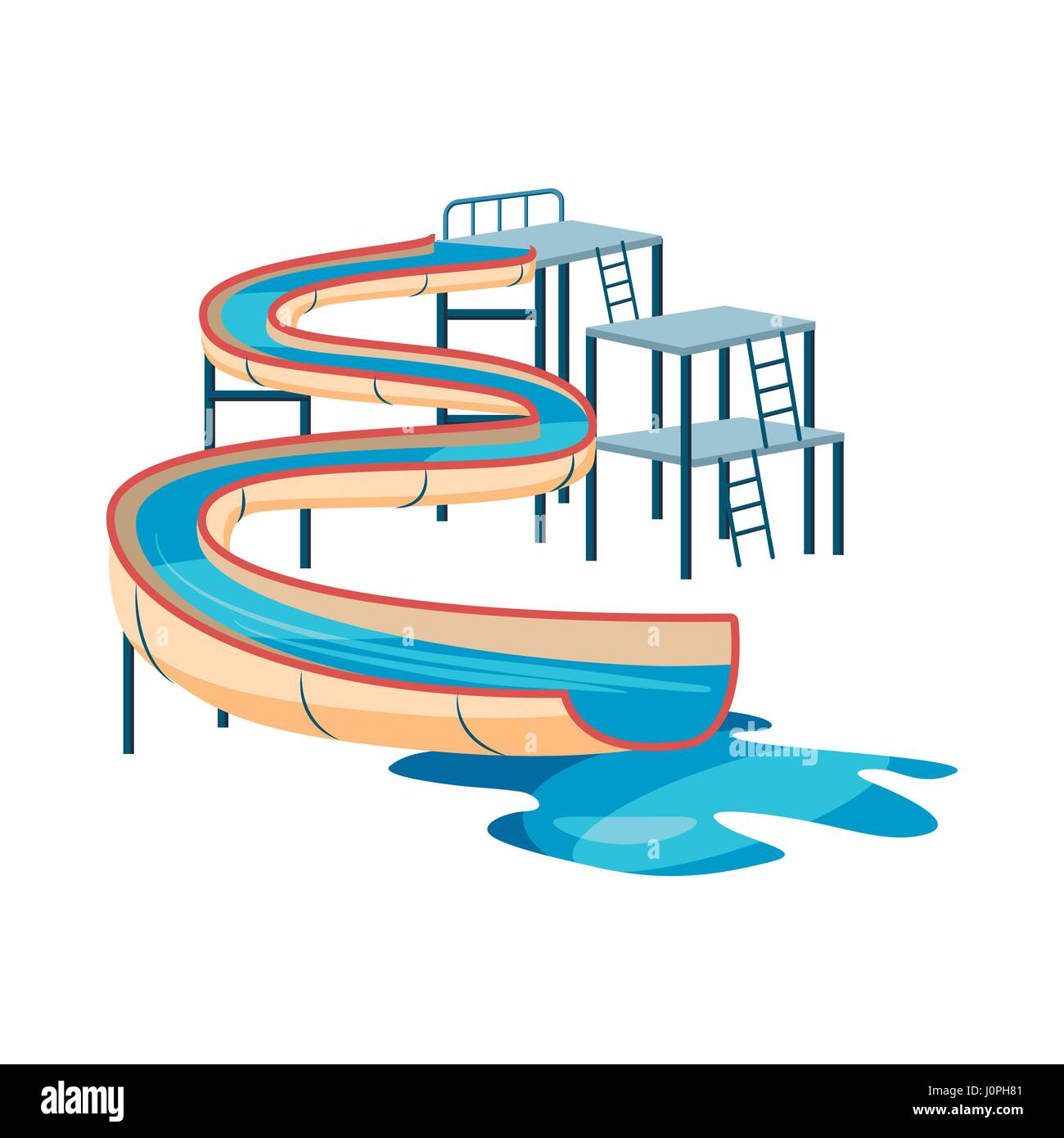 Wasserrutsche im Schwimmbad-Symbol, cartoon-Stil Stock-Vektorgrafik - Alamy