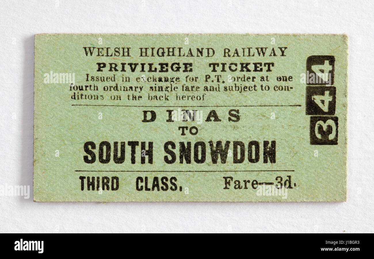 Vintage Welsh Highland Railway Train Ticket Dinas Süd Snowdon 1960er ...