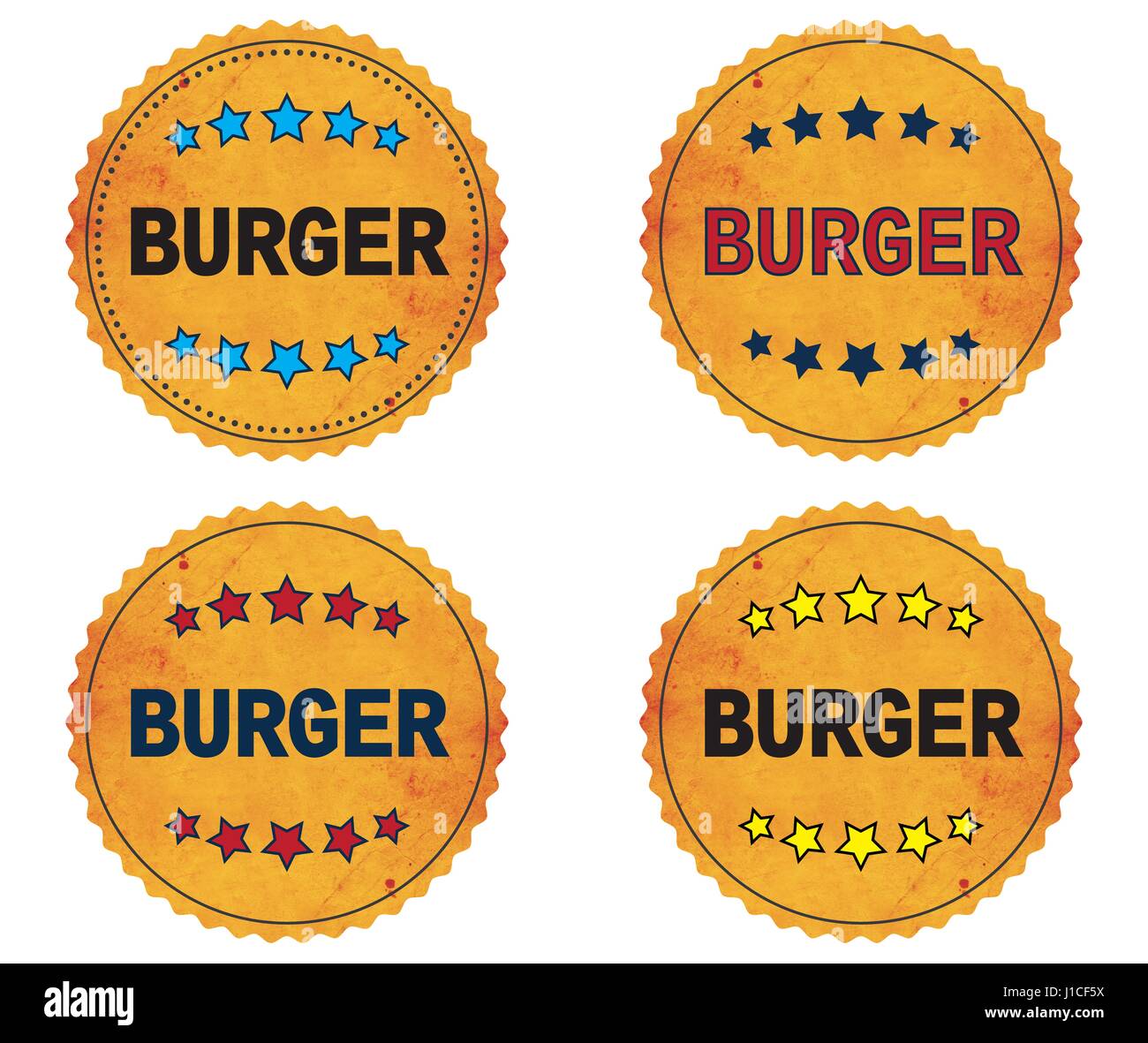 BURGER-Text auf Runde wellenförmige Grenze Vintage Stempel Abzeichen in ...