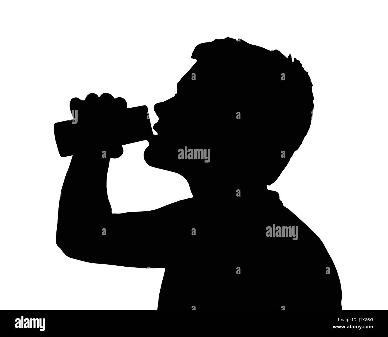Teen Boy Silhouette trinken Flüssigkeit aus der Dose Stock-Vektorgrafik ...