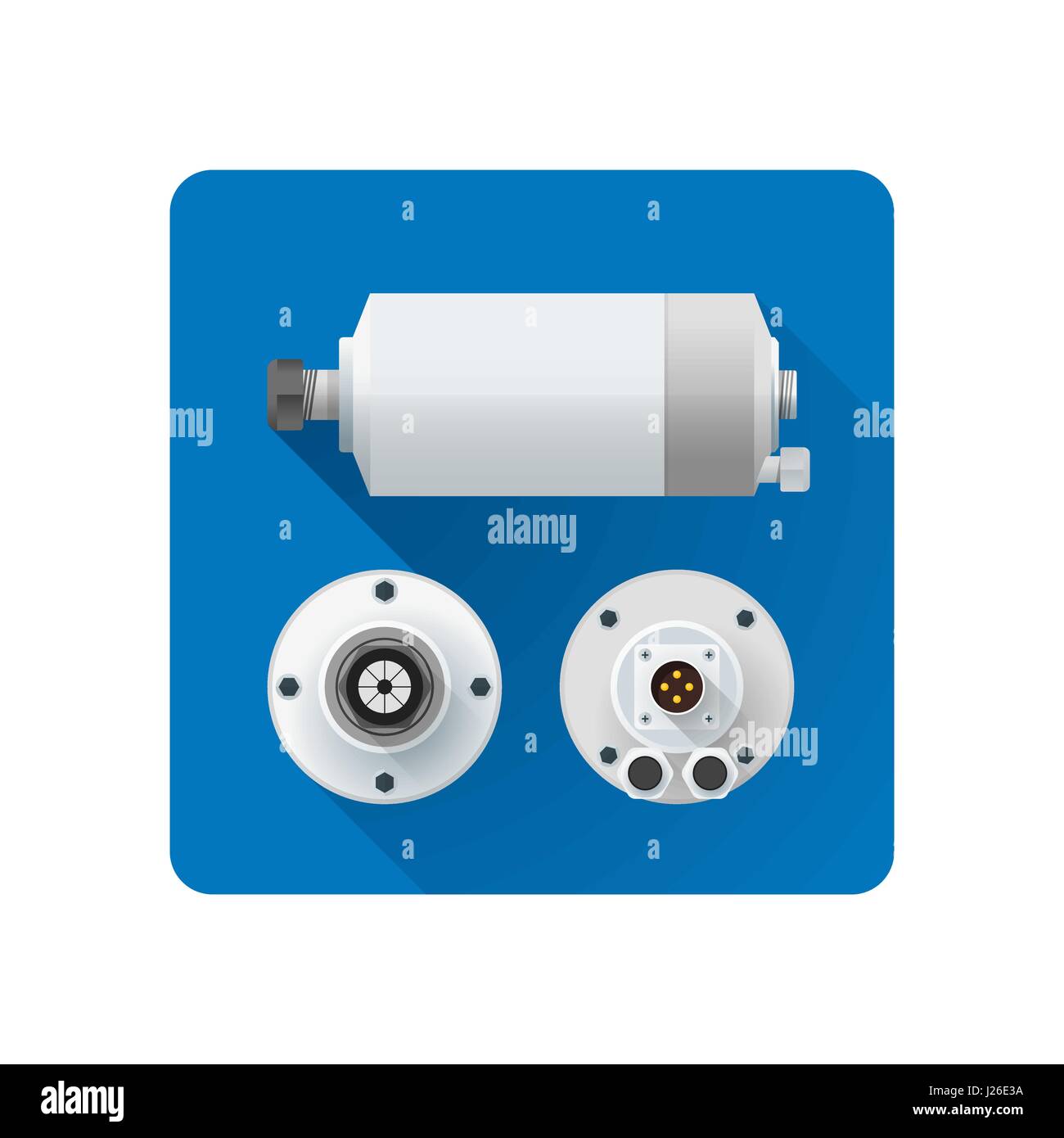 Vektor-farbige flache Bauweise Spindel Wasserkühlung Elektromotor ... Vektor-farbige flache Bauweise Spindel Wasserkühlung Elektromotor ...