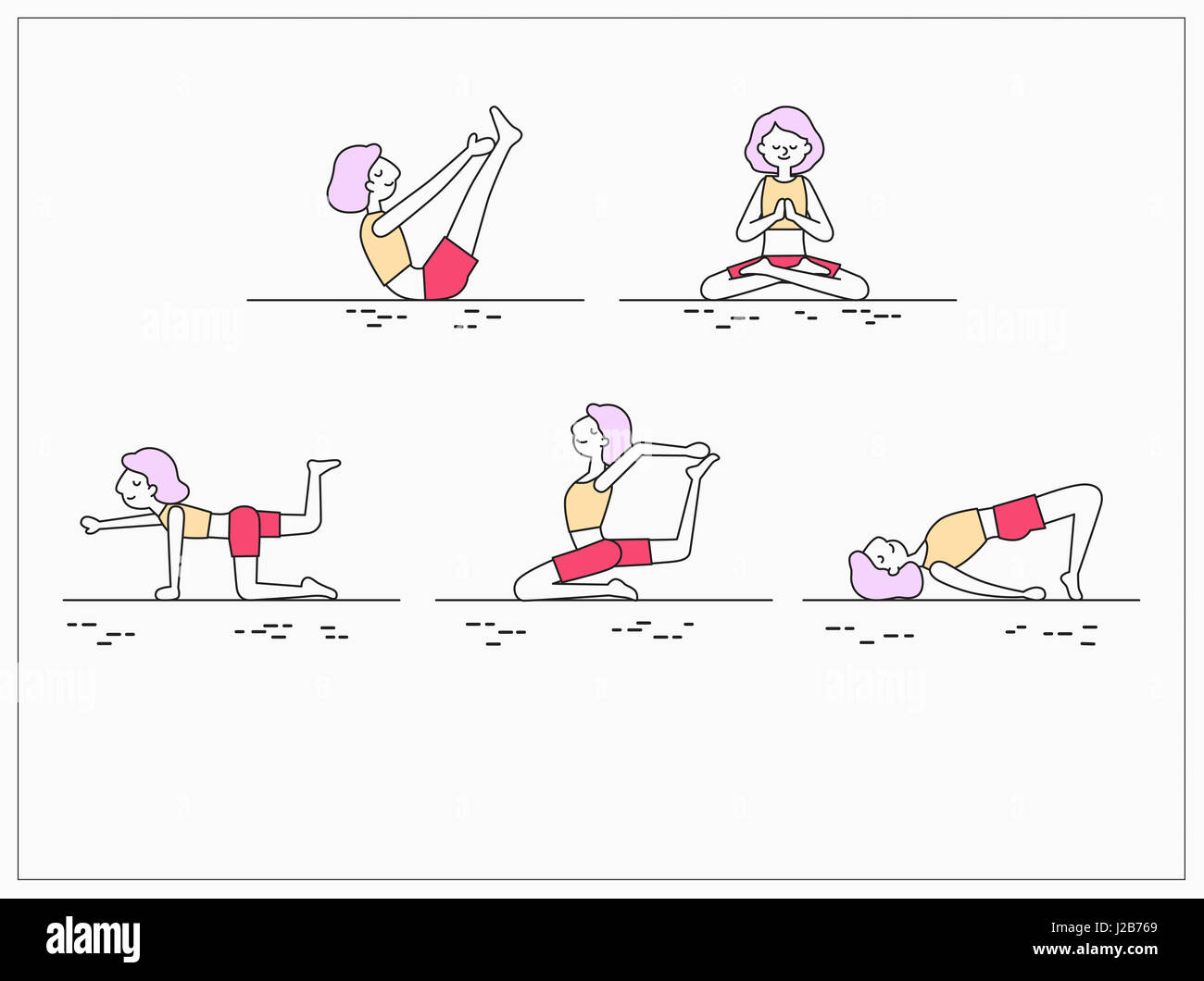 Darstellung der verschiedenen Yoga-Positionen Stockfotografie - Alamy