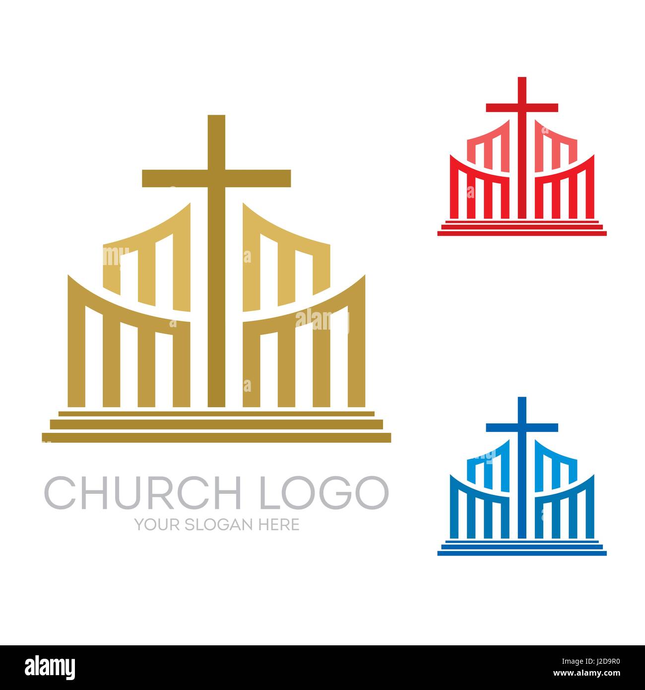 Logo der Kirche. Christliche Symbole. Stilvolles Kreuz Jesu Christi ...