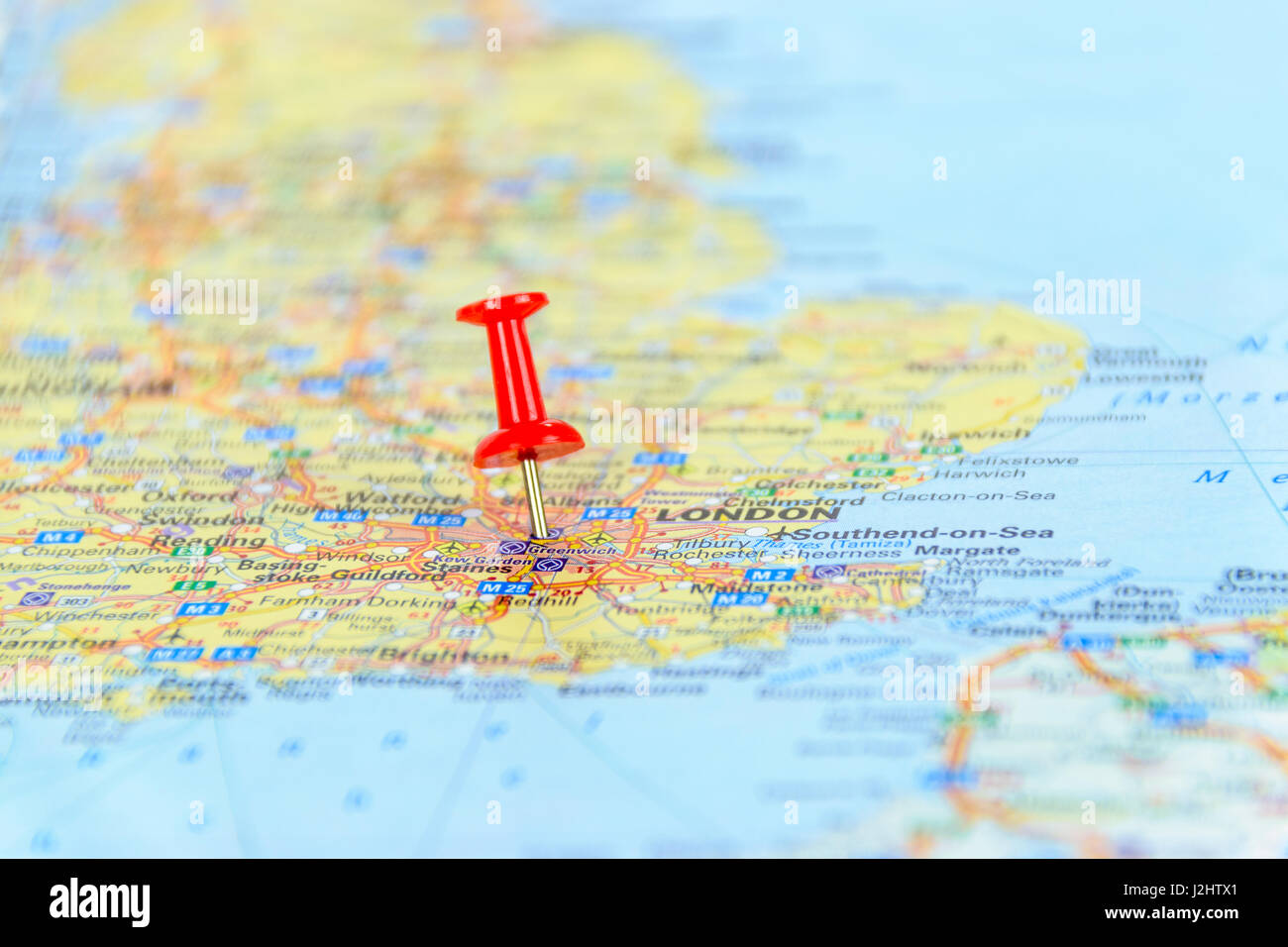 Destination London Map Push Pin Stockfotos und -bilder Kaufen - Alamy