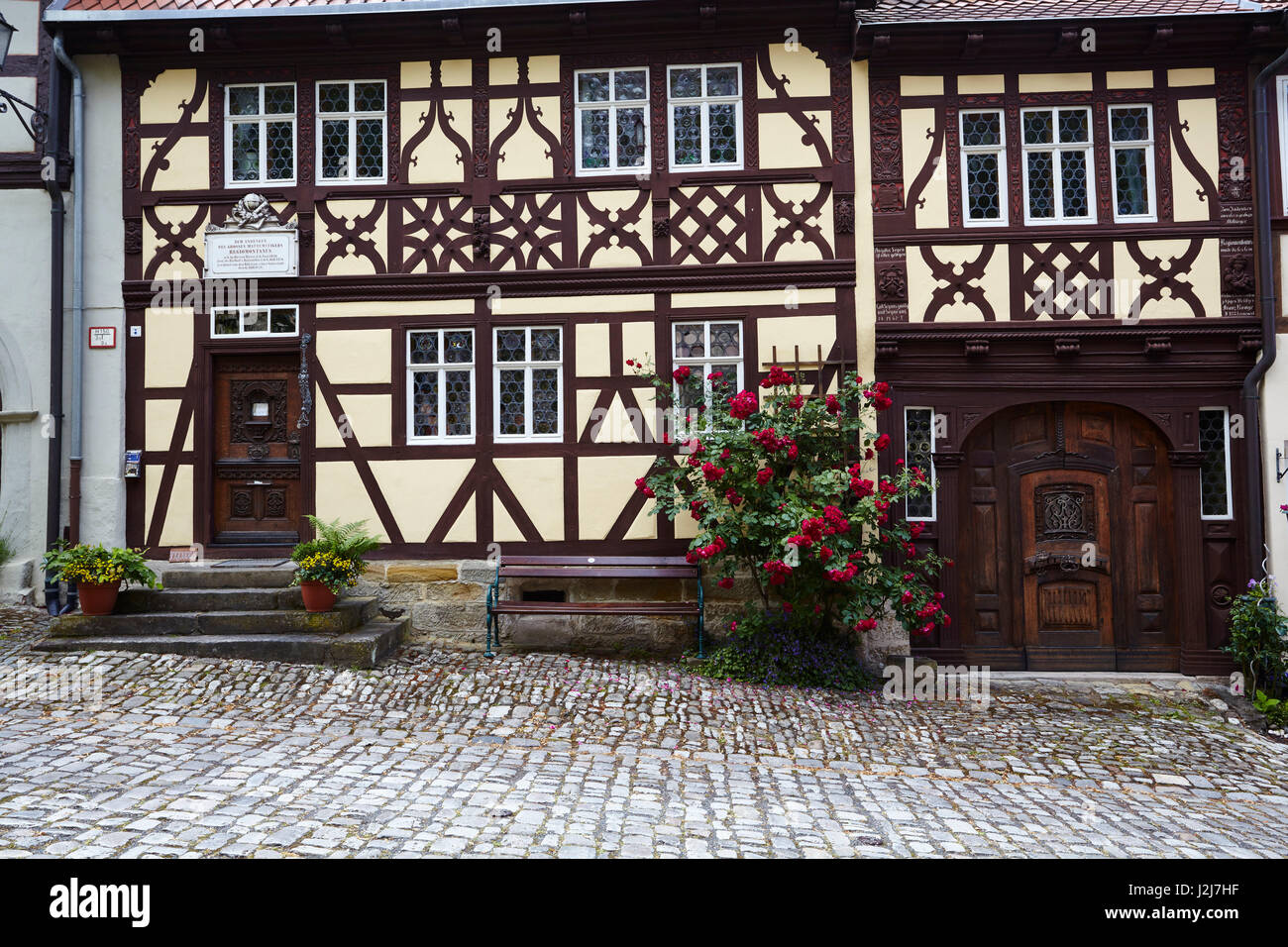 Historische Stadt Zentrum von Königsberg in Bayern, halbe Fachwerkhaus ...