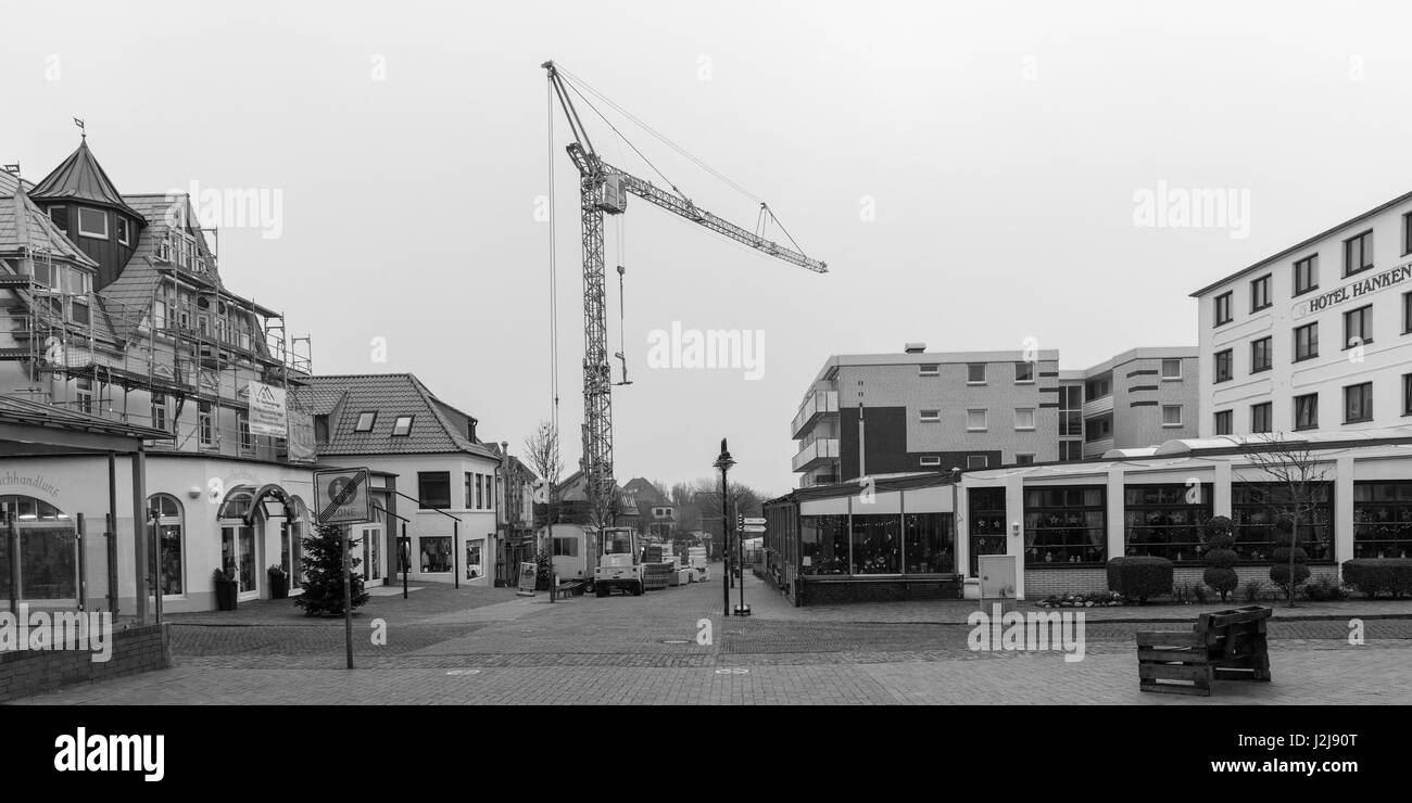 Dorfzentrum auf Wangerooge bei Cafe Pudding im Winter, Wangerooge ...