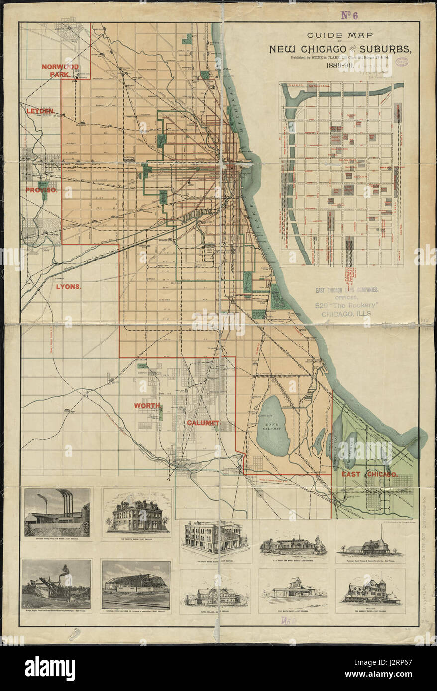 1889 Führer Karte der neuen Chicago und Vororte von Stine & Clark ...