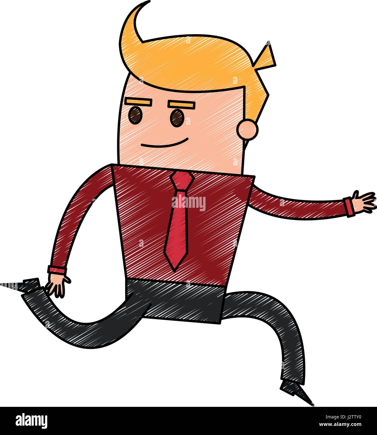 Farbe Bleistift Bild Ganzkörper Cartoon Vorstand Man springen Stock ...