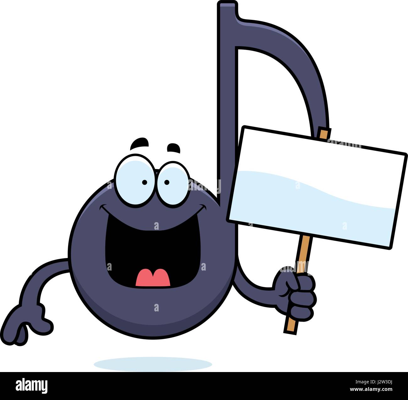 Ein Cartoon Illustration eine Musiknote mit einem Schild Stock ...