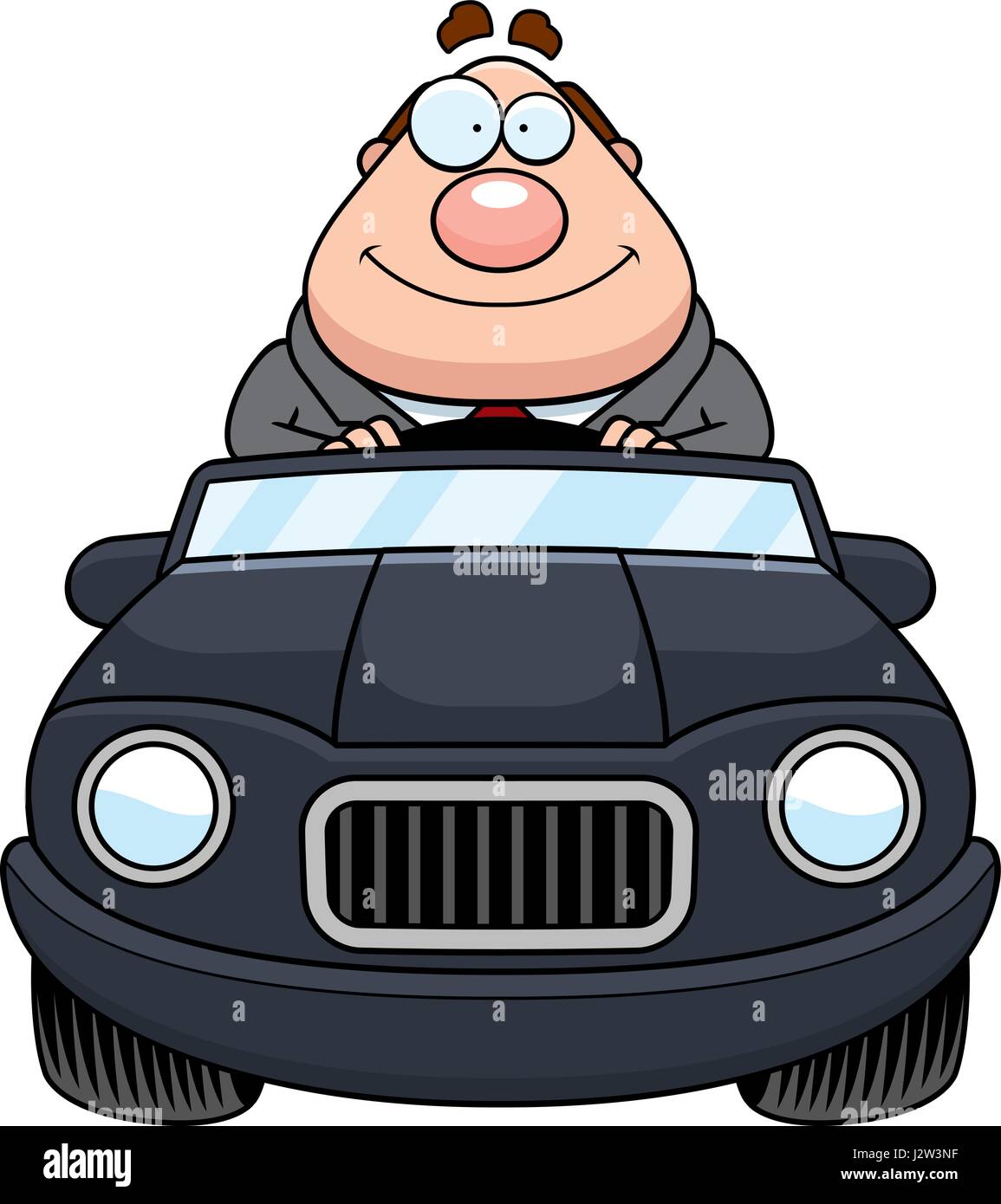 Eine Karikatur Illustration eines Geschäftsmannes Autofahren und ...