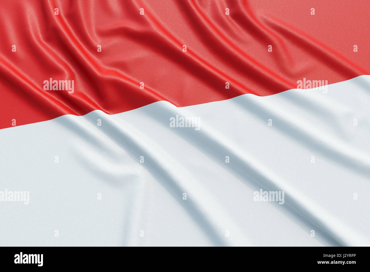 Monaco Fahne. Wellige hoch detaillierte Stoff. Abbildung 3D-Rendering ...