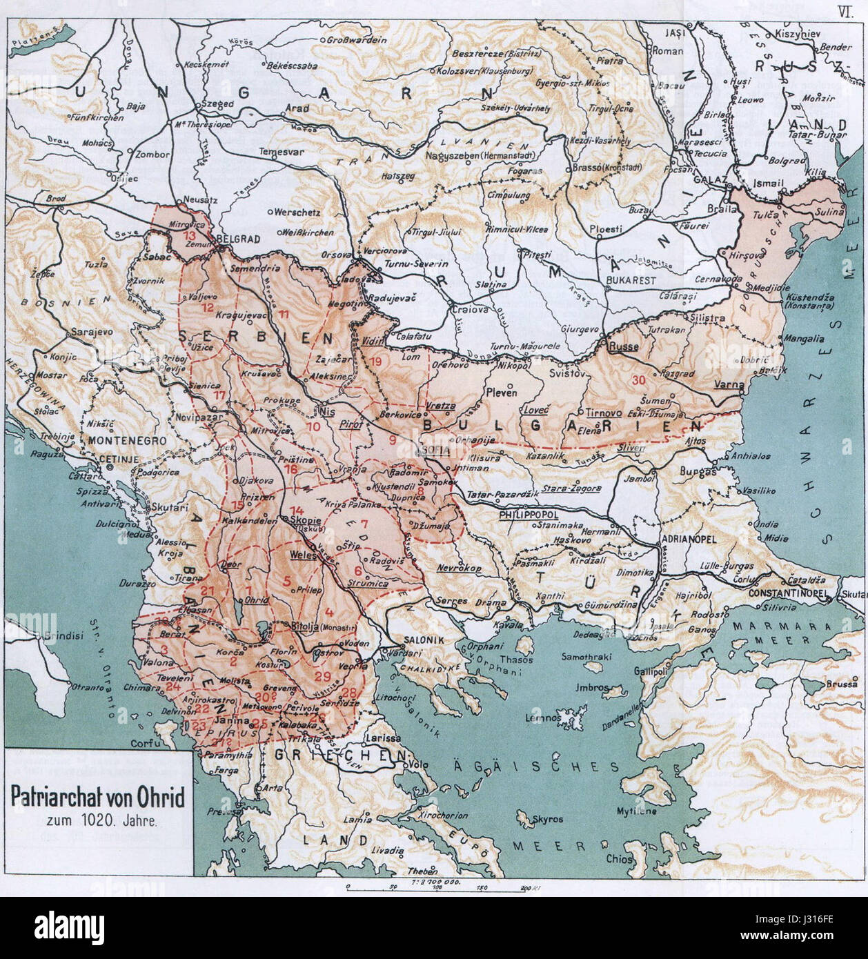 Erzbistum von Ohrid in 1020, Karte von Dimitar Rizov (1917 ...