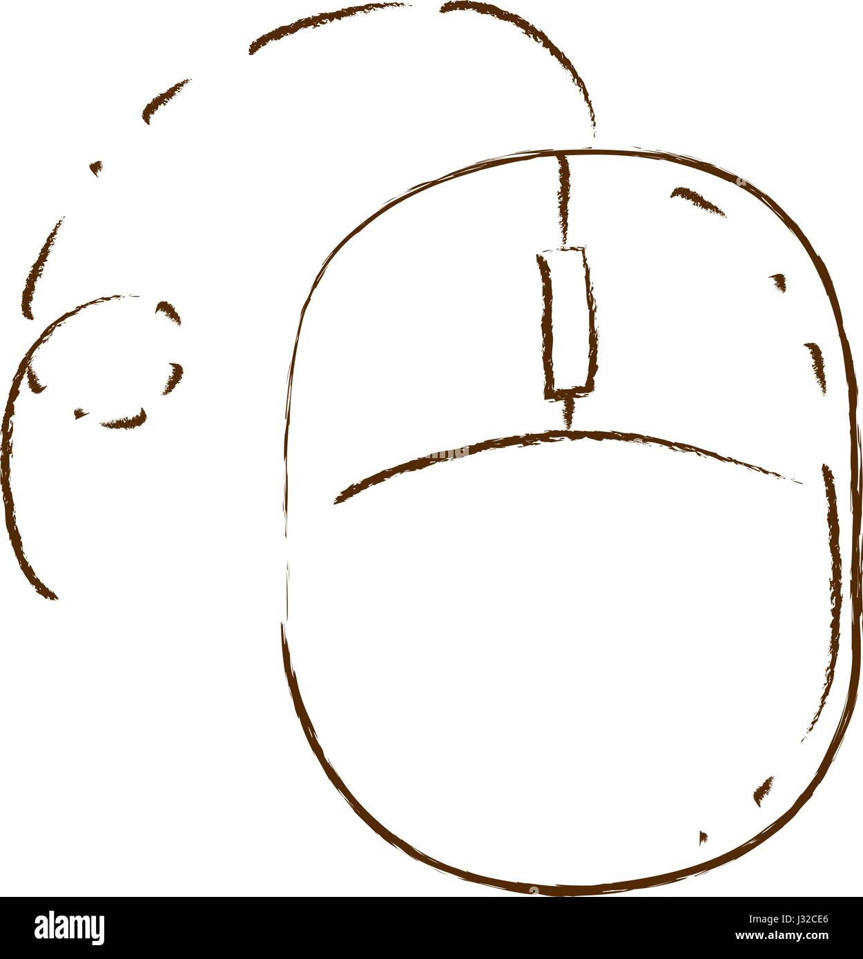 monochrome Hand gezeichnete Silhouette der Computer-Maus Stock ...