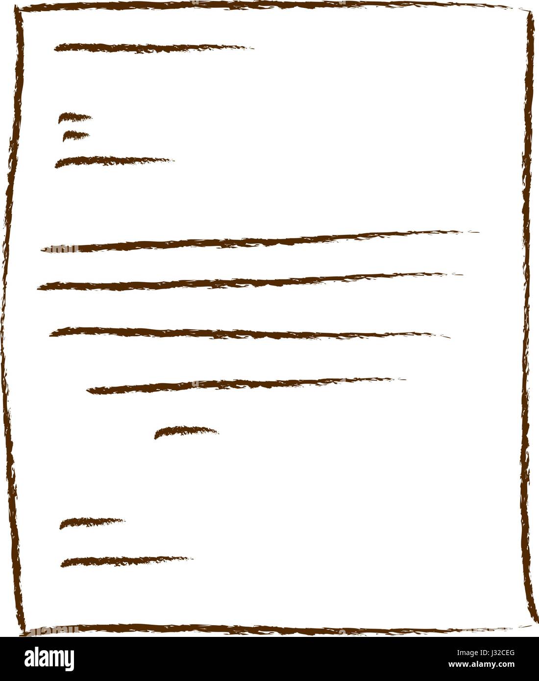 monochrome Hand gezeichnete Silhouette Papier Blatt text Stock ...