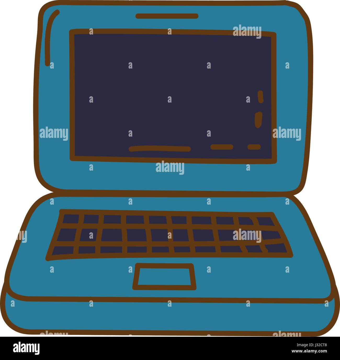 helle Hand gezeichnete Silhouette des Laptop-computer Stock ...