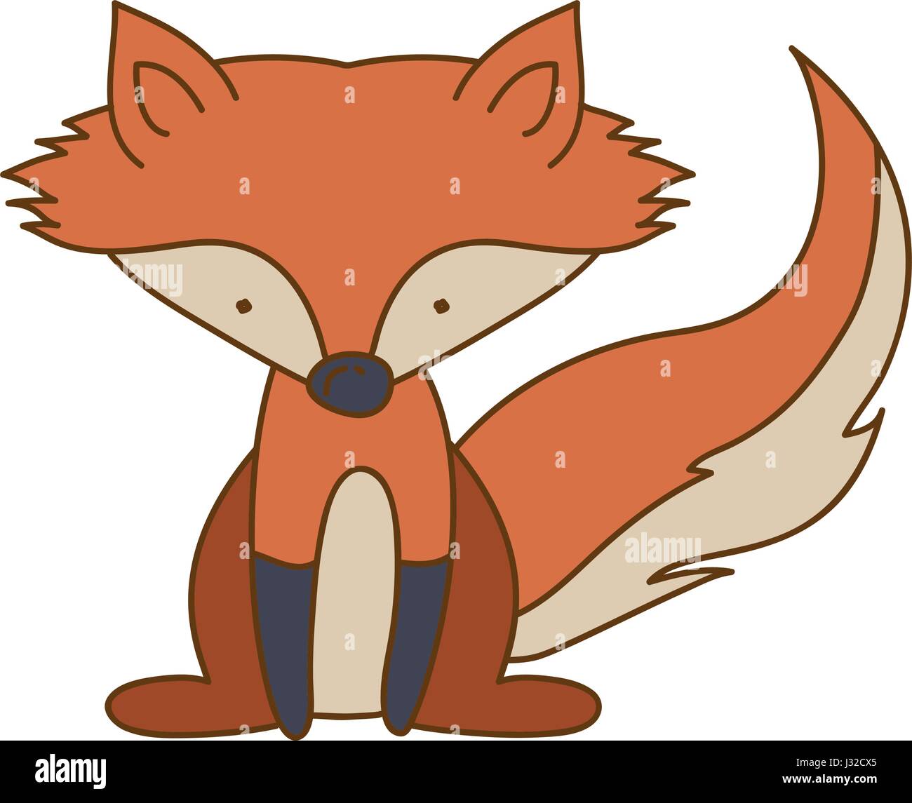 helle Hand gezeichnete Silhouette der Fuchs sitzen Stock-Vektorgrafik ...