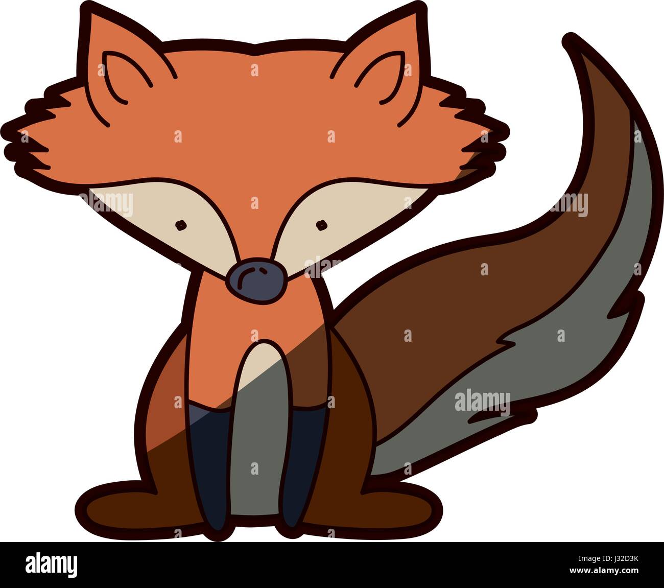 helle Hand gezeichnete Silhouette der Fuchs sitzen mit Halbschatten ...
