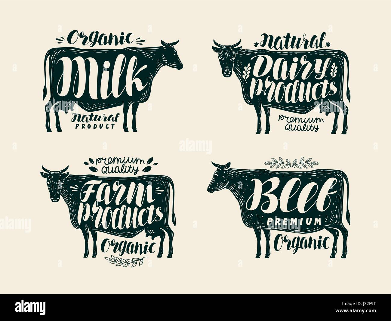 Dairy cow vector logo farm -Fotos und -Bildmaterial in hoher Auflösung ...