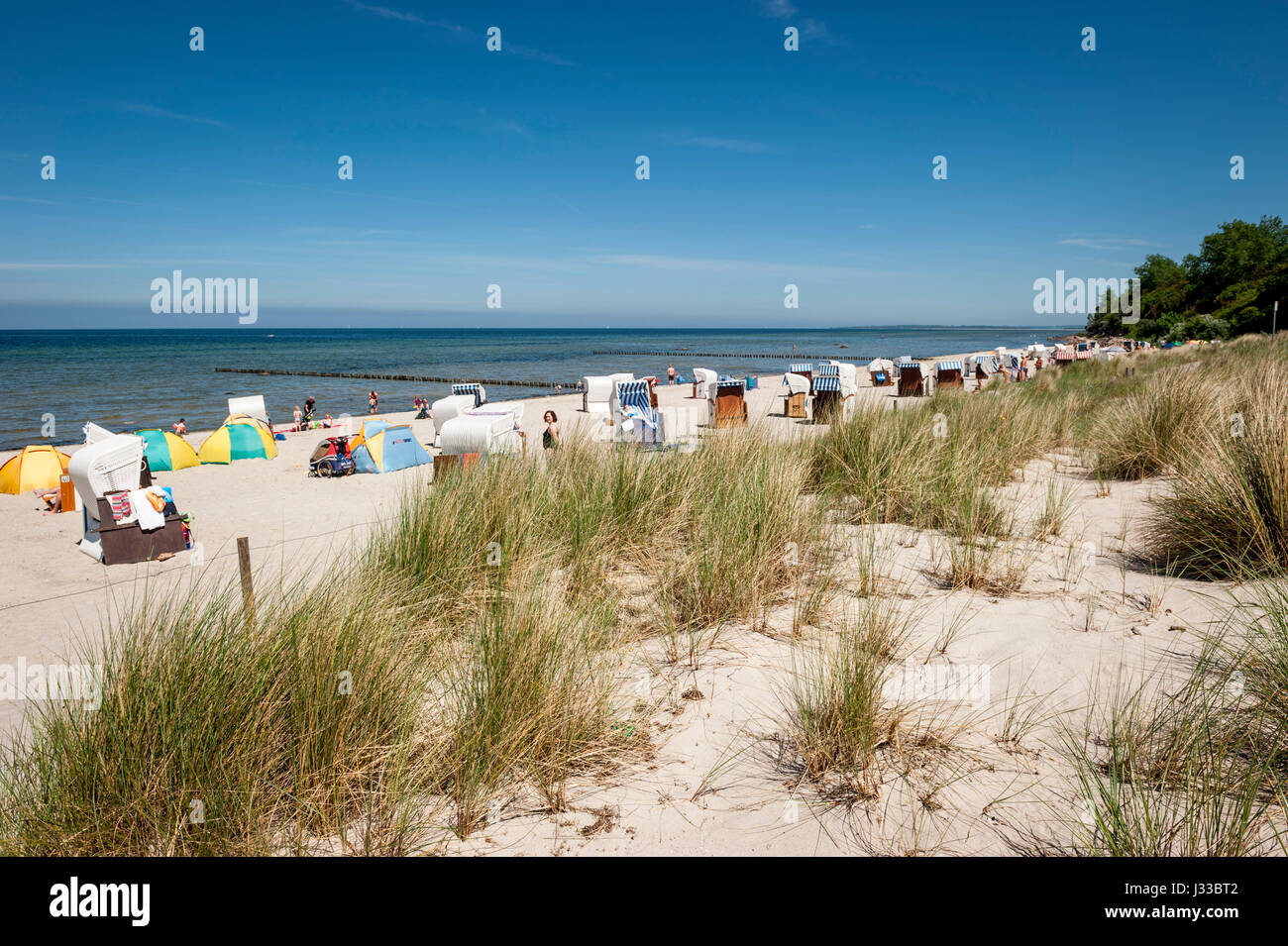 Strandkörbe am Strand, am Meer, Insel Poel, Wismar, Ostsee, Deutschland ...