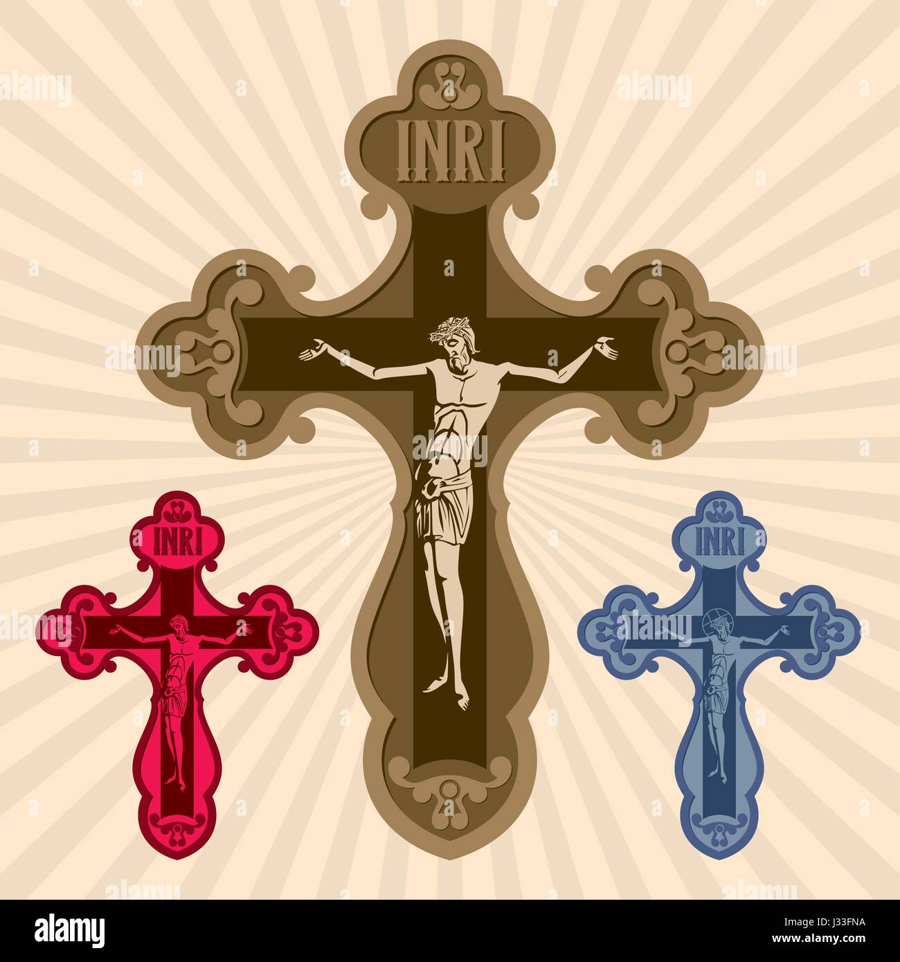 Das Kreuz mit der Kreuzigung des Herrn und Erlöser Jesus Christus Stock-Vektorgrafik - Alamy