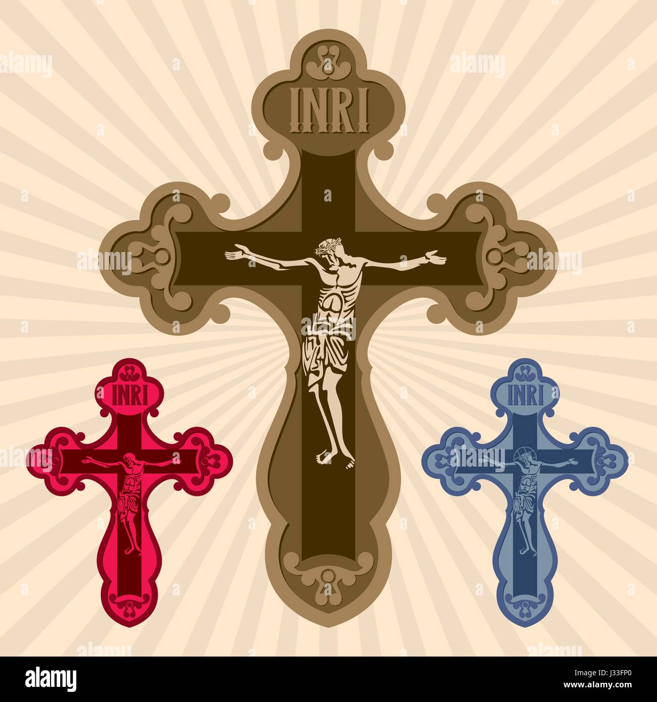 Das Kreuz mit der Kreuzigung des Herrn und Erlöser Jesus Christus Stock-Vektorgrafik - Alamy