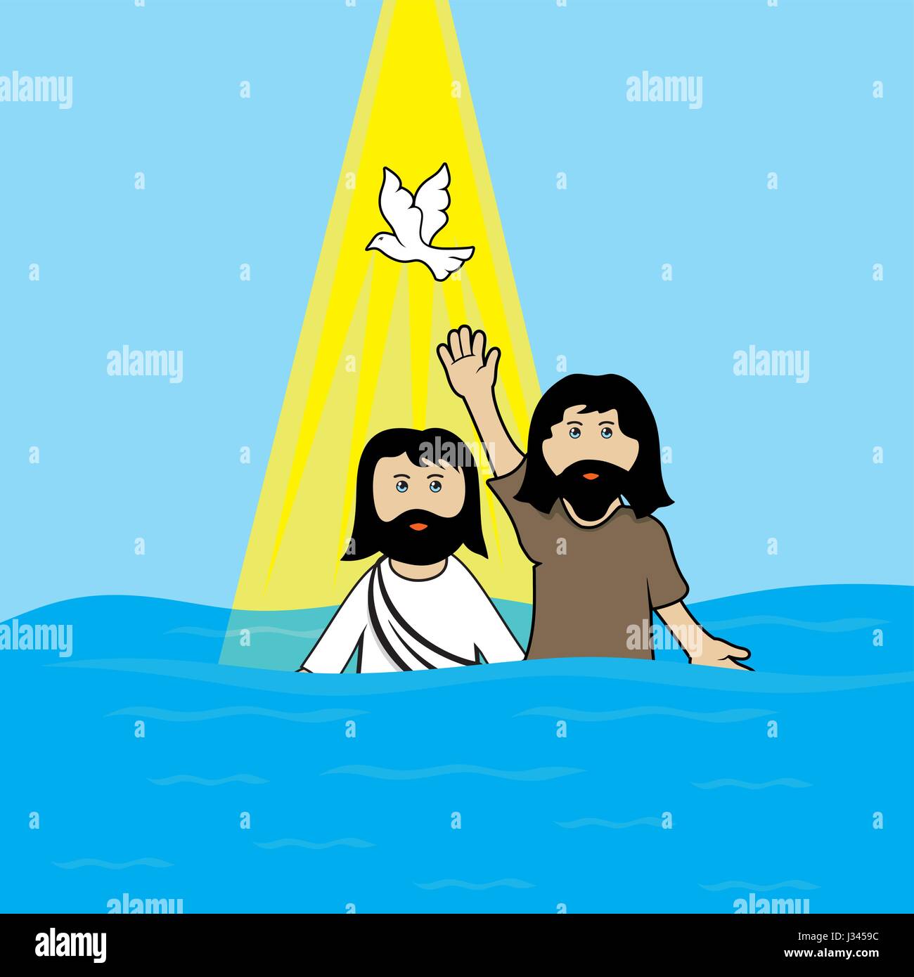 Biblische Darstellung. Johannes der Täufer tauft Jesus Christus Stock ...