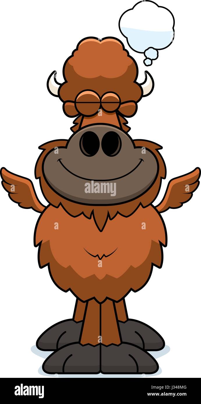 Eine Cartoon-Illustration von einem geflügelten Büffel träumen Stock ...