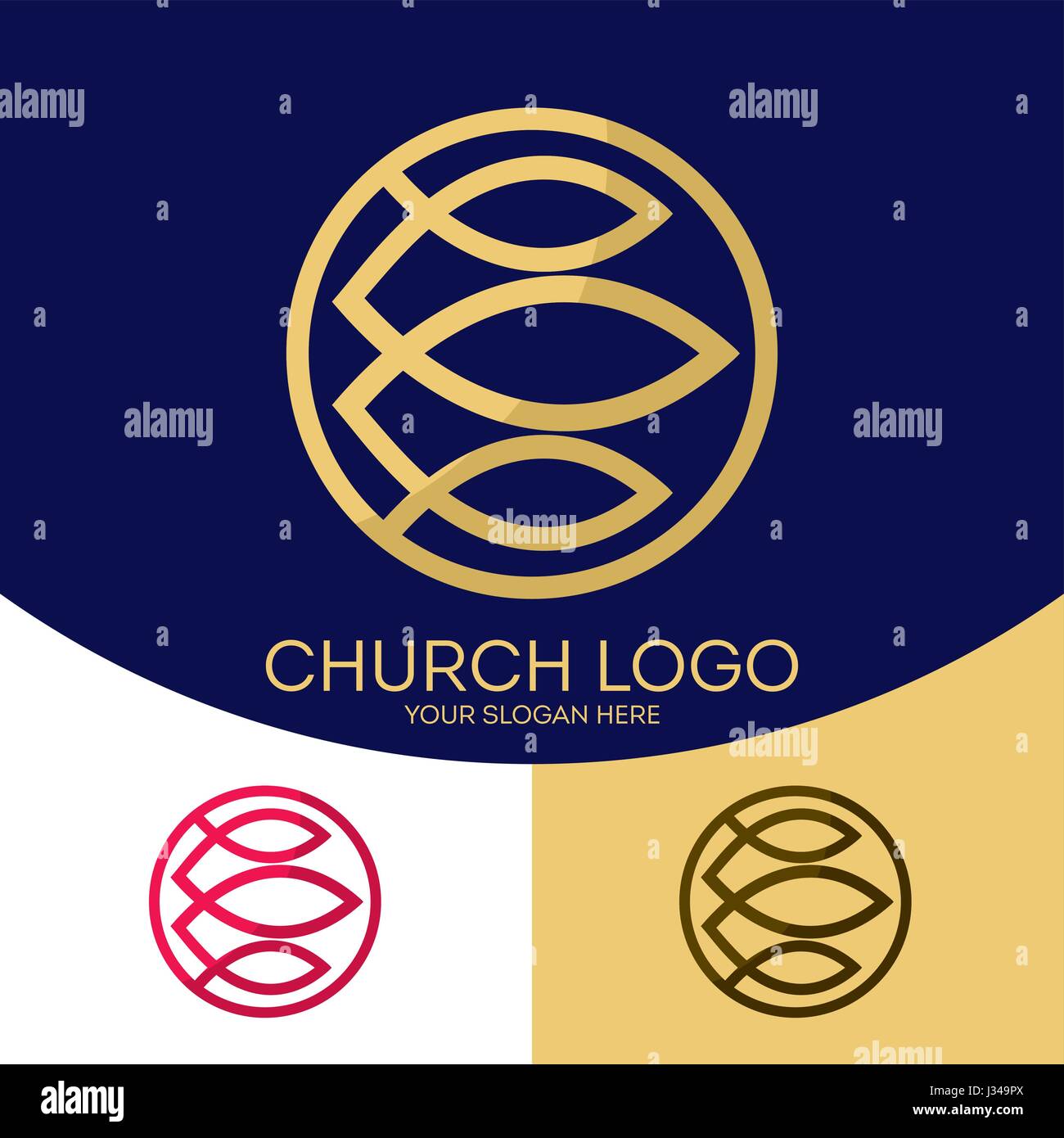 Logo der Kirche. Christliche Symbole. Fisch - ein Symbol für Jesus ...