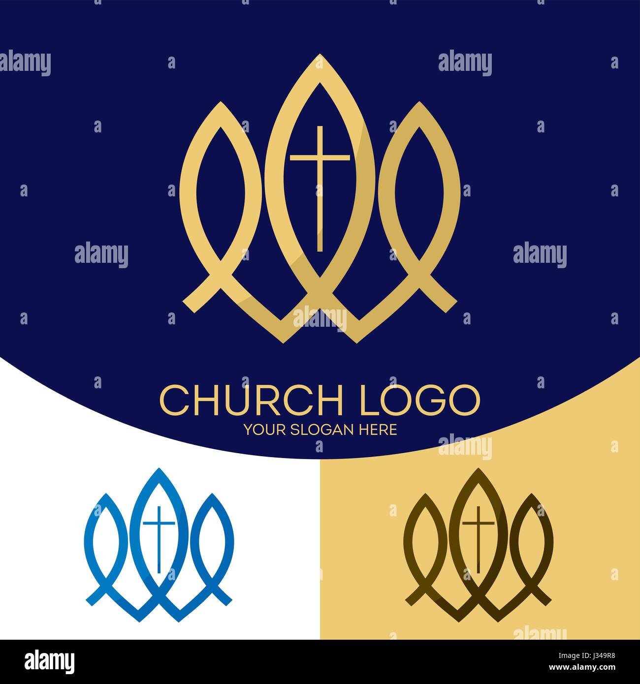 Logo der Kirche. Christliche Symbole. Das Kreuz Jesu Christi und der ...