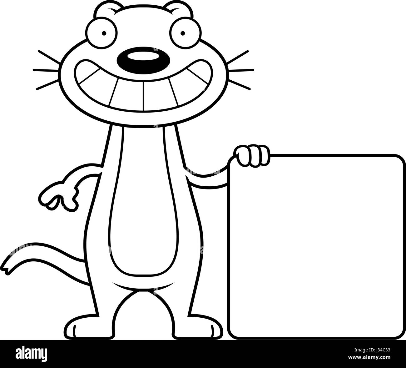 Ein Cartoon Illustration ein Wiesel mit einem Schild Stock-Vektorgrafik ...
