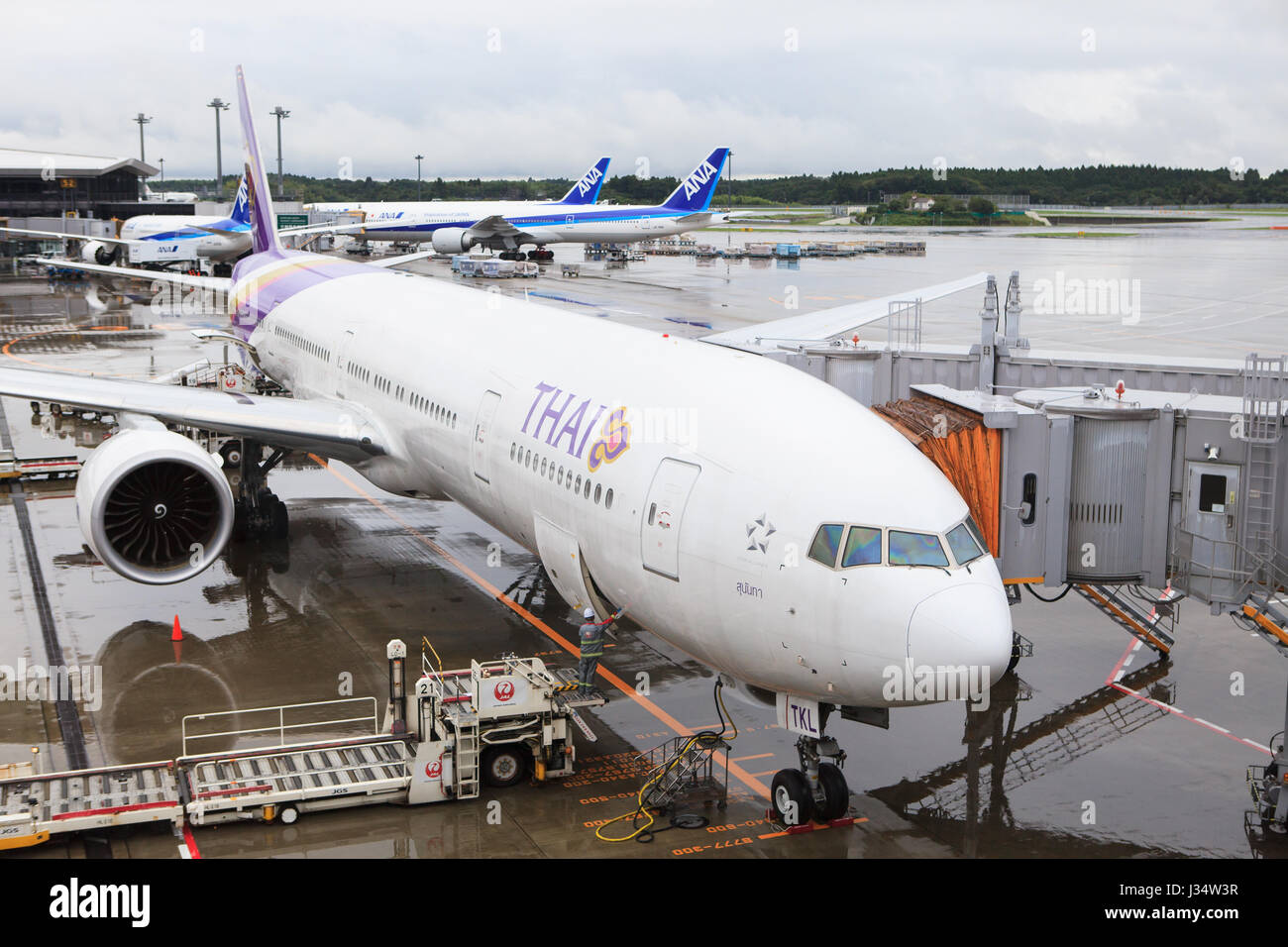 TOKYO JAPAN-SEPTEMBER 10: thai Airways Flugzeug Boeing 777-300 er ...