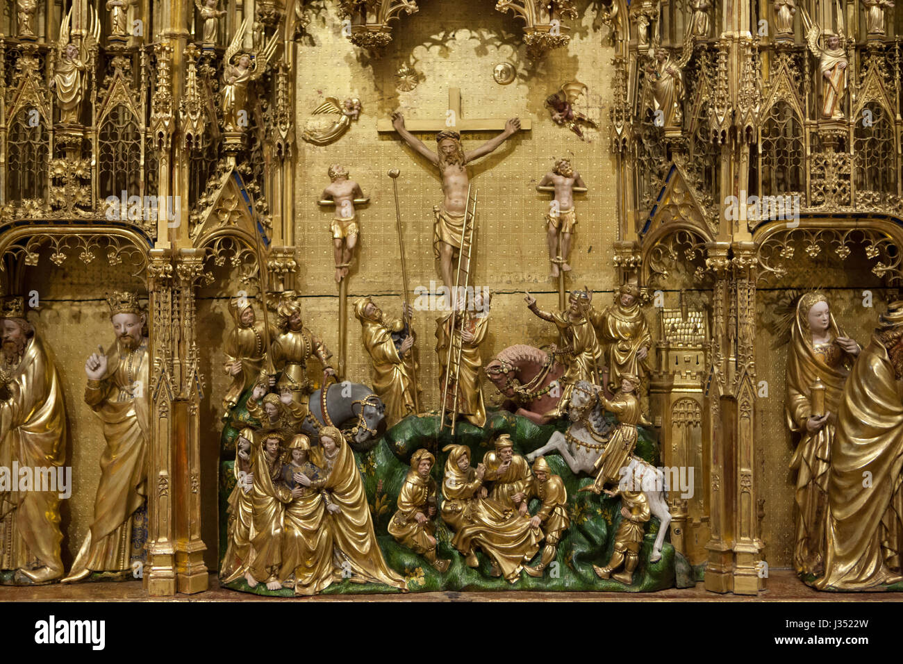 Kreuzigungsszene. Detail des Altars der Kreuzigung aus der Chartreuse de Champmol flämischen ...