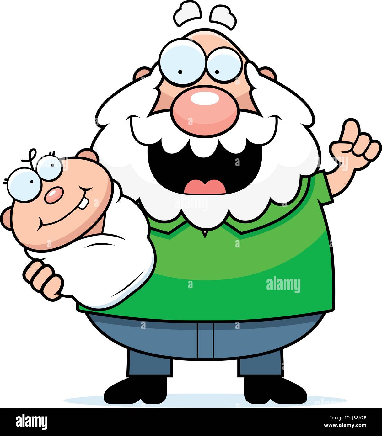 Ein Cartoon Illustration ein Opa im Gespräch mit Baby Stock ...