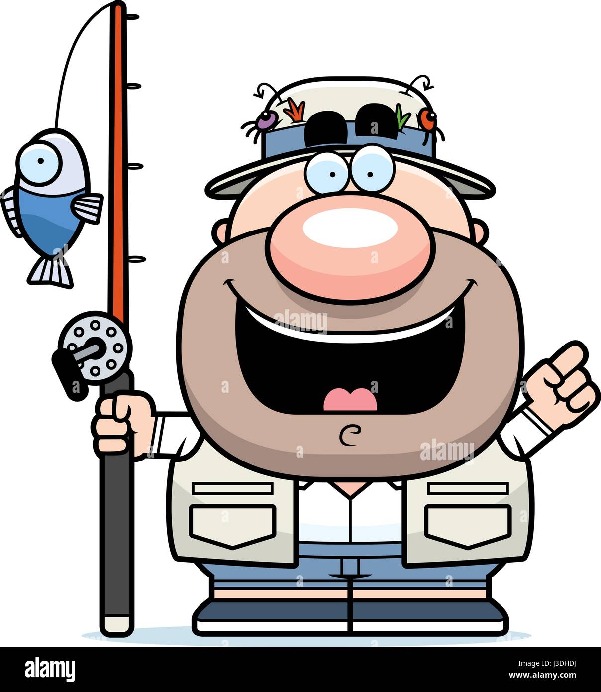 Eine Karikatur Illustration eines Fischers mit einer Idee Stock ...