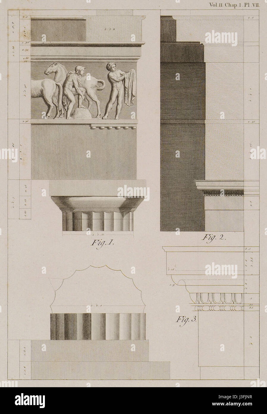 Abb. 1 die Hauptstadt und Gebälk der Spalten auf dem Pronaus und ...