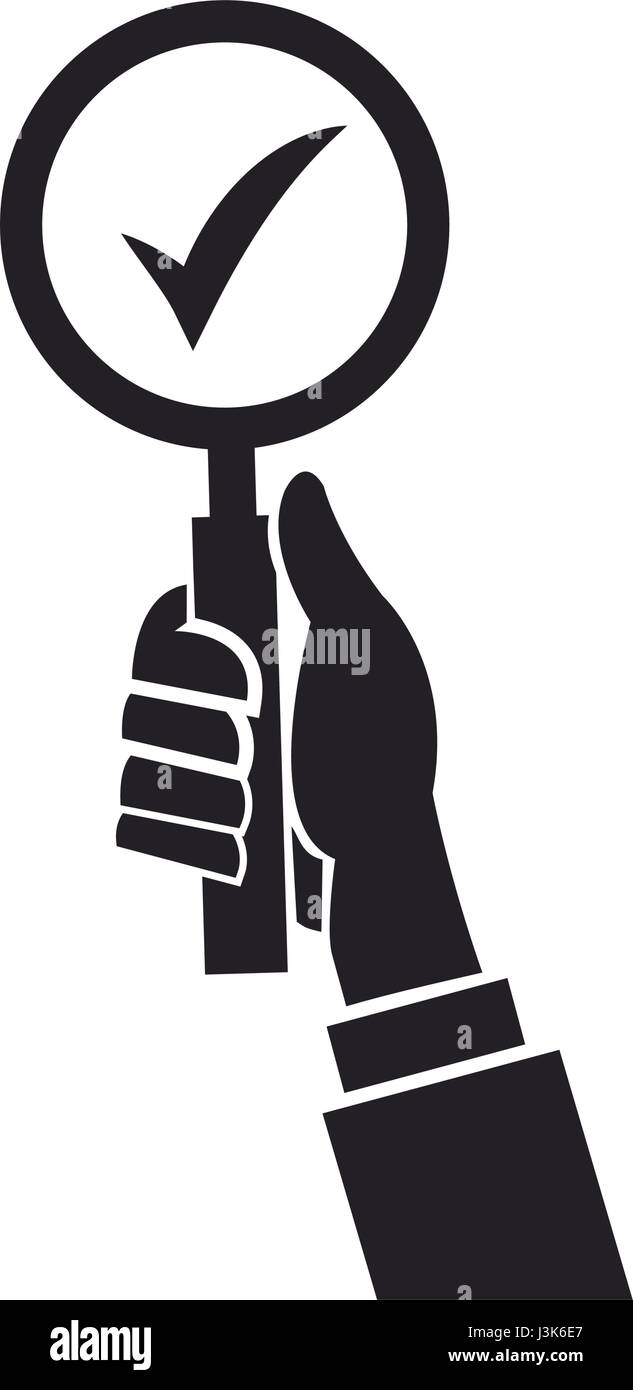 Hand mit Lupe Suche Check Liste Konzept Piktogramm Stock-Vektorgrafik ...
