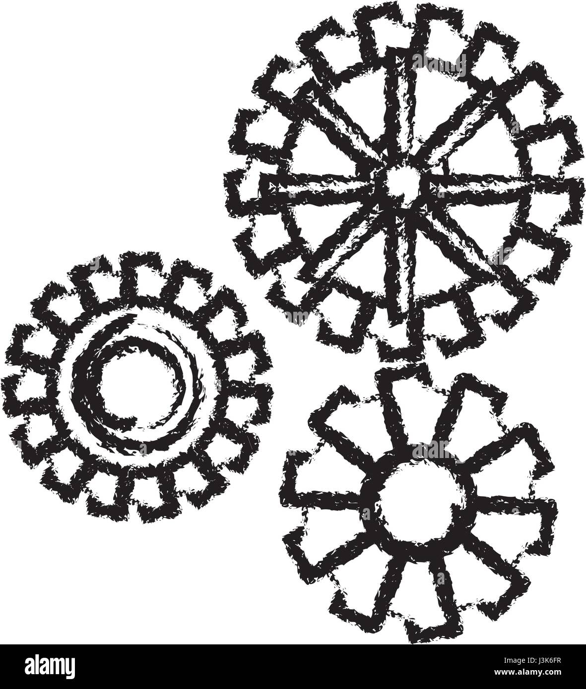 Getriebe Werk mechanische Zusammenarbeit Skizze Stock-Vektorgrafik - Alamy