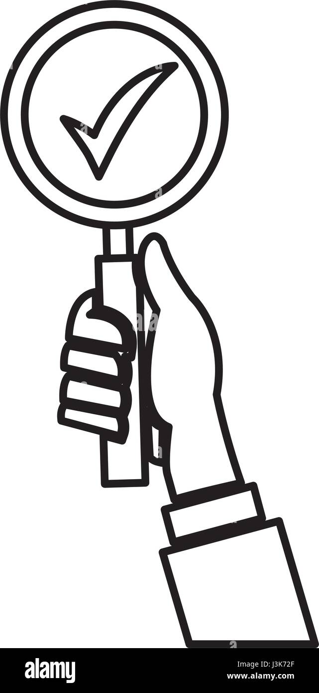 Hand mit Lupe Suche Check Liste Zeile Vektor-illustration Stock ...