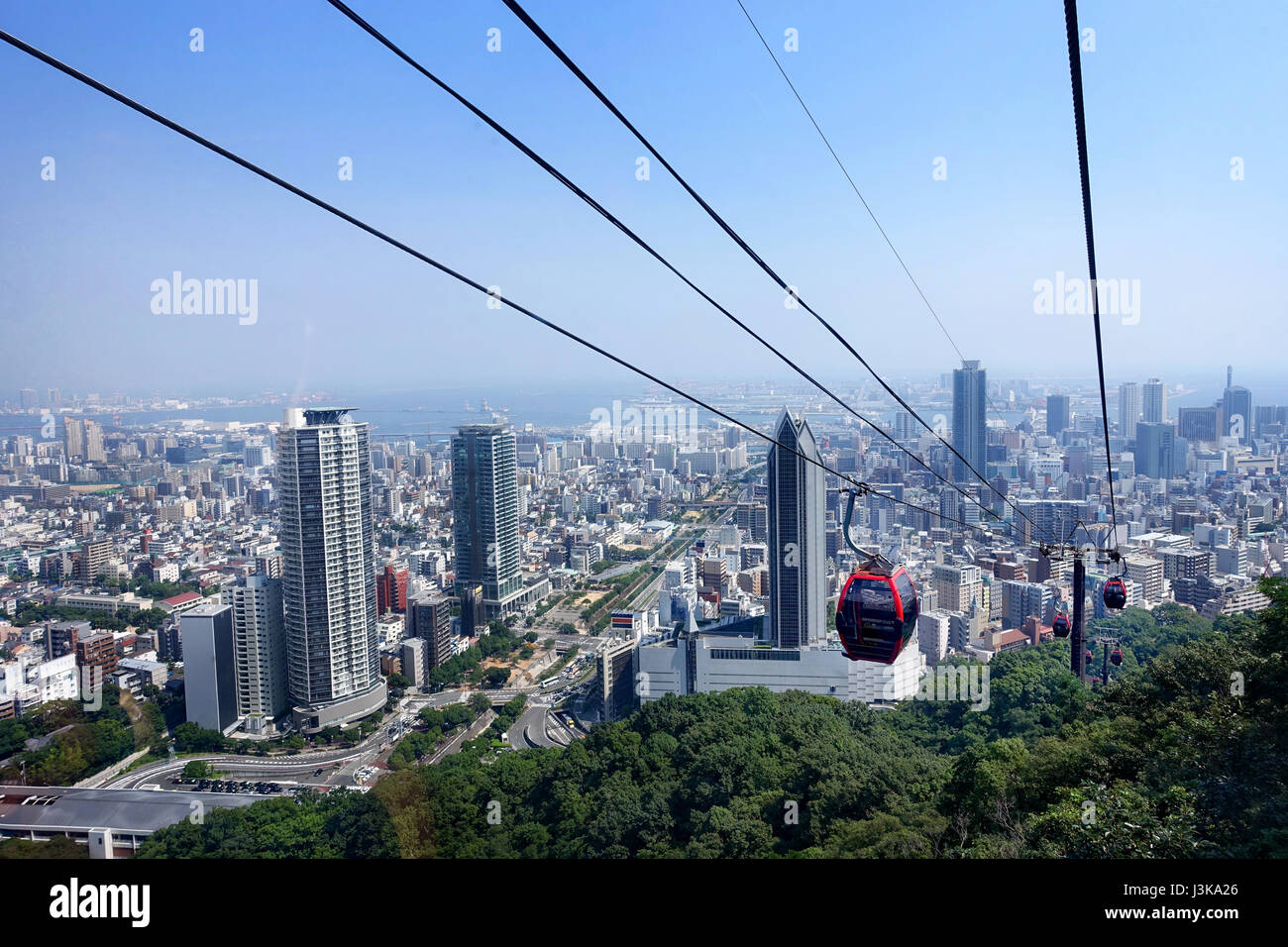 Kobe Stadtansicht von Shin-Kobe-Seilbahn, Nunobiki Kräutergarten am ...