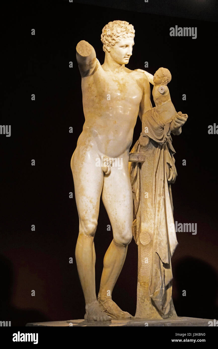 Olympia Museum Statue Des Hermes Götterbote Kind Dionysos Hält