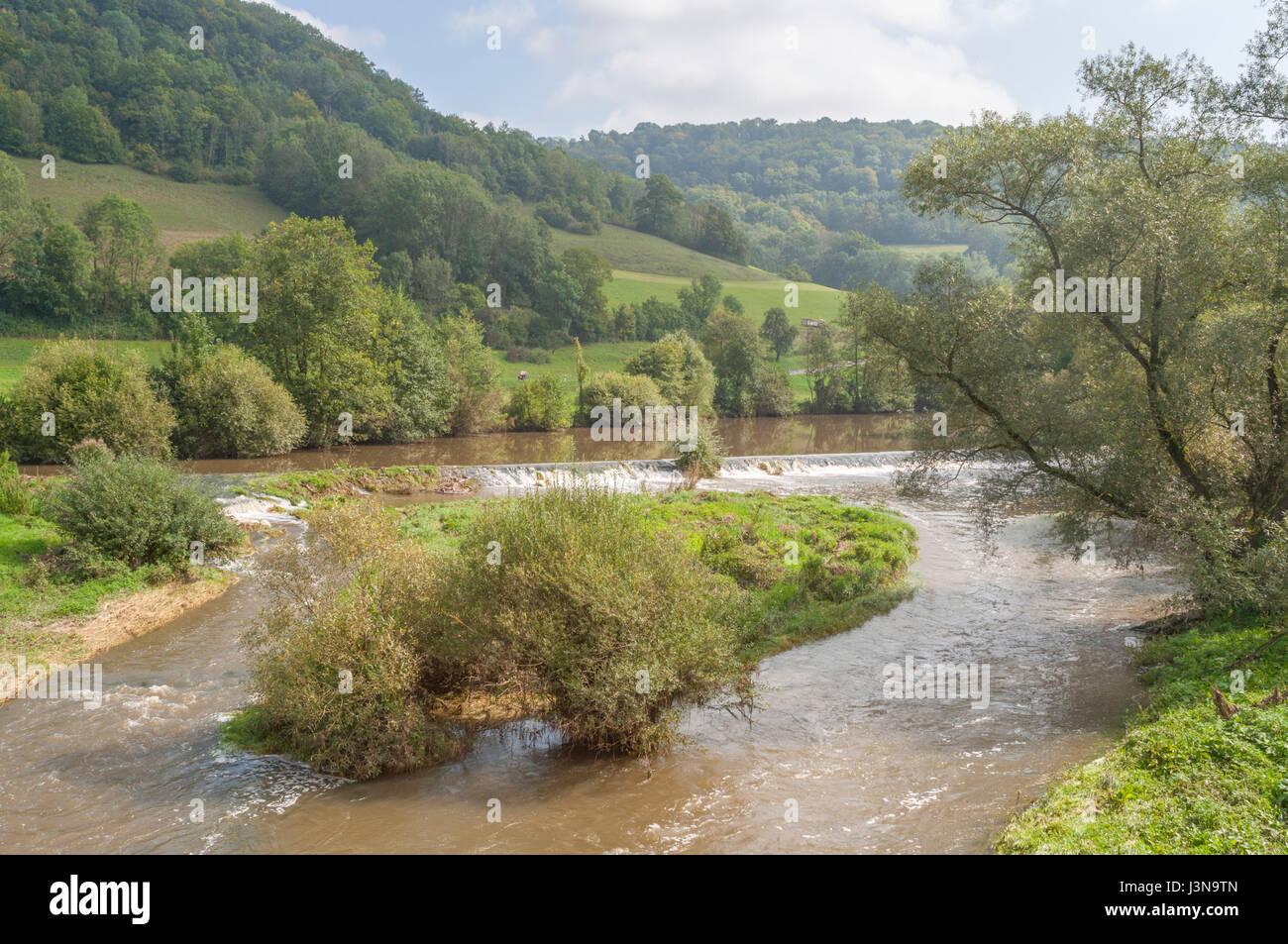 Jagst River, Oberregenbach, Tal der Jagst, Langenburg, Schwäbisch Hall ...