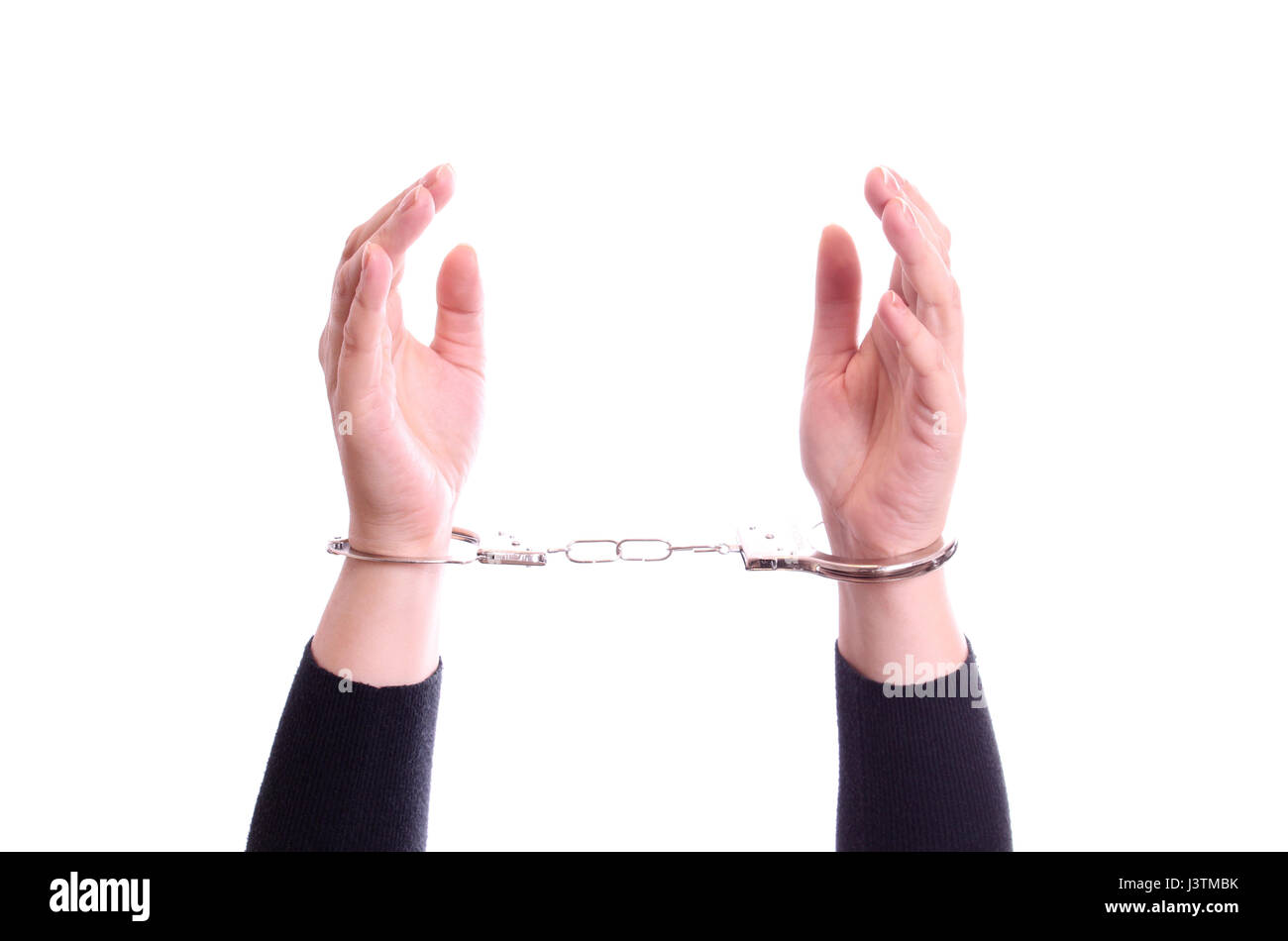 Hände mit Handschellen gefesselt Frau Stockfotografie - Alamy