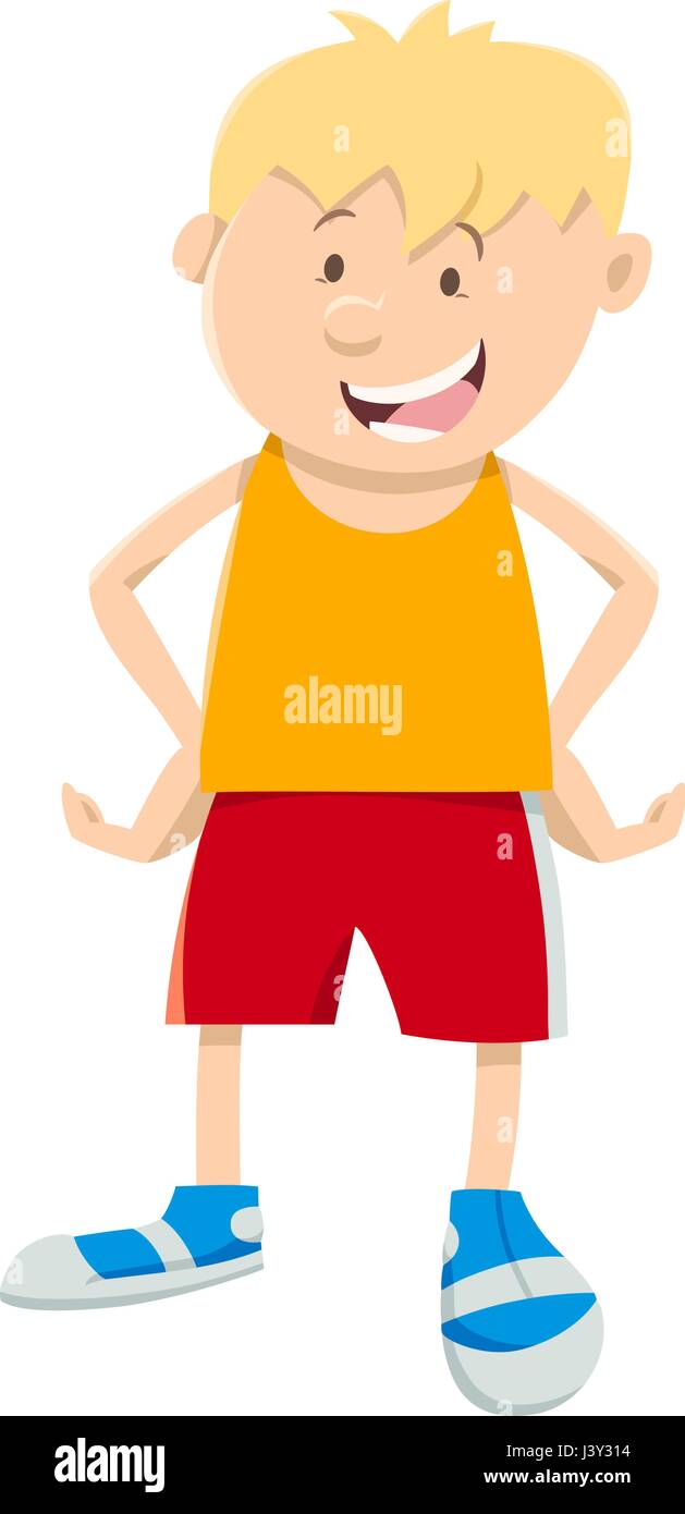 Cartoon-Illustration der lustige junge Kind Charakter Stock ...