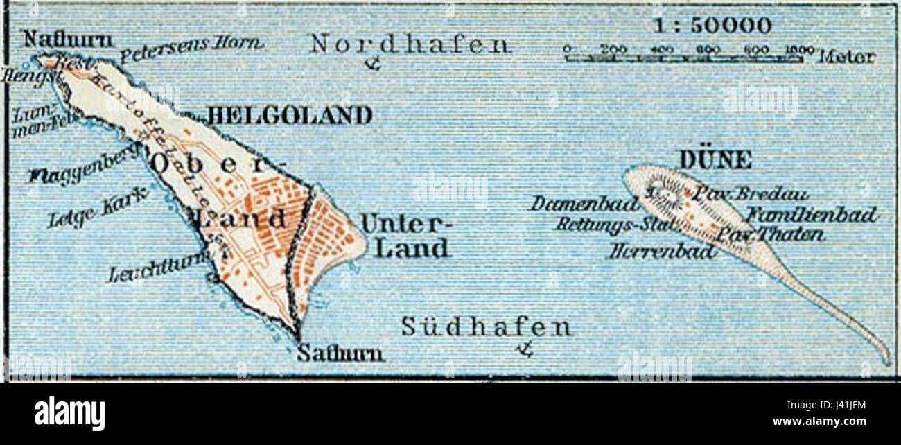 Karte von Helgoland 1910 beschnitten Stockfotografie - Alamy