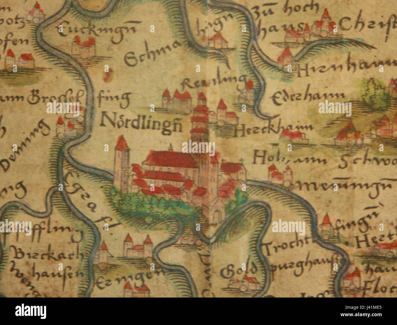 Karte von Schwaben ein Detail 1600 Stockfotografie - Alamy